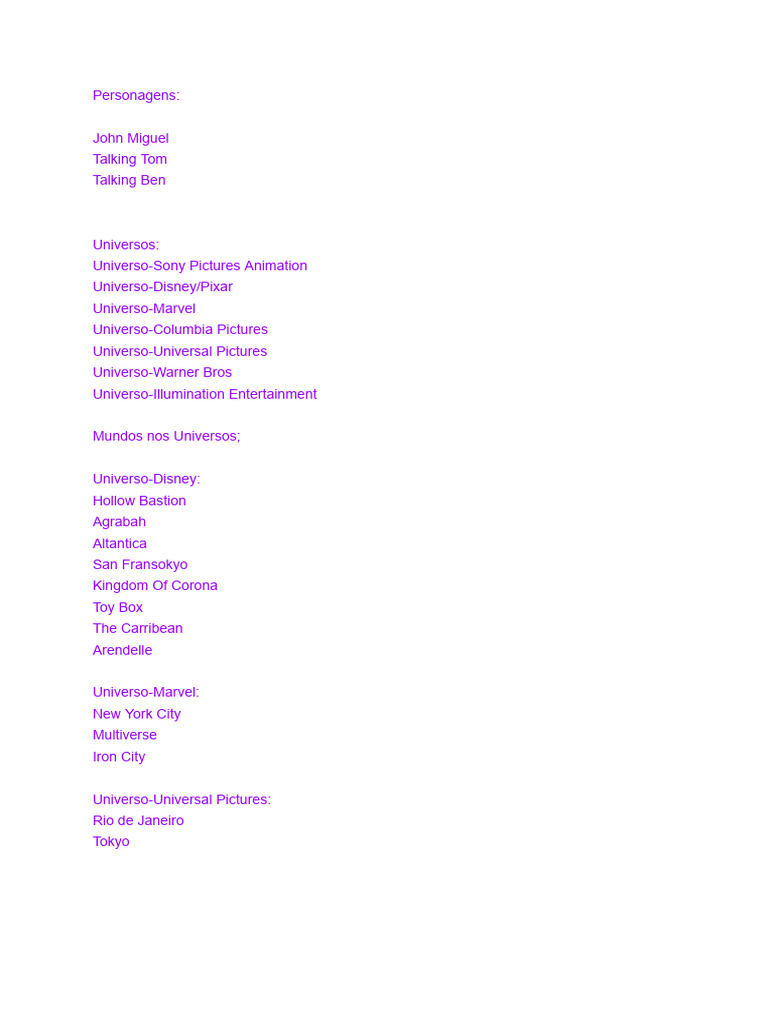 Talking Hearts Character Universes | PDF