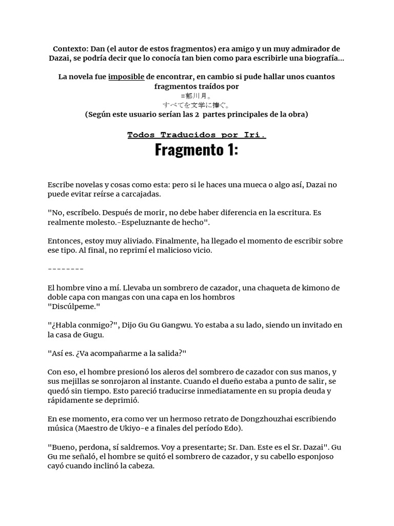 -Novela Dazai- por Kazuo Dan 檀一雄：小说太宰治 | PDF