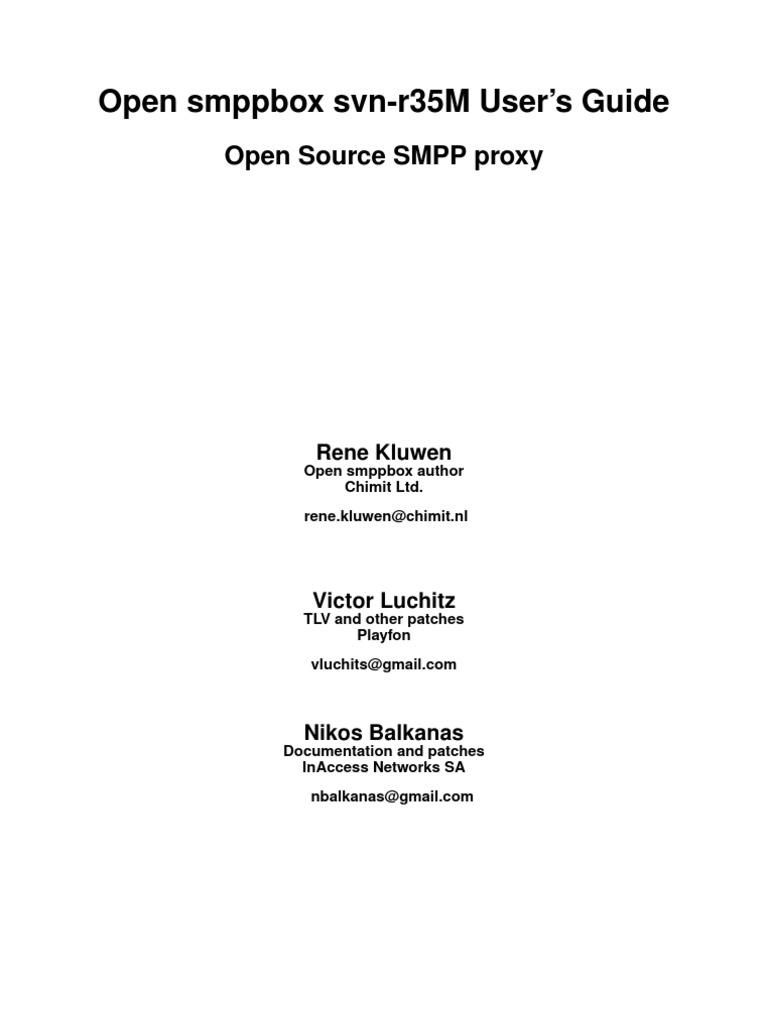 Userguide SMPP BOX | PDF | Short Message Service | Port (Computer Networking)