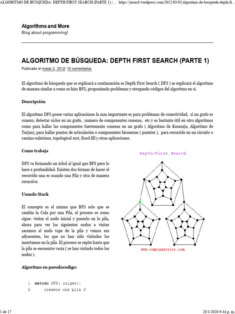 Algoritmo de Búsqueda DFS | PDF | Informática teórica | Algoritmos y ...
