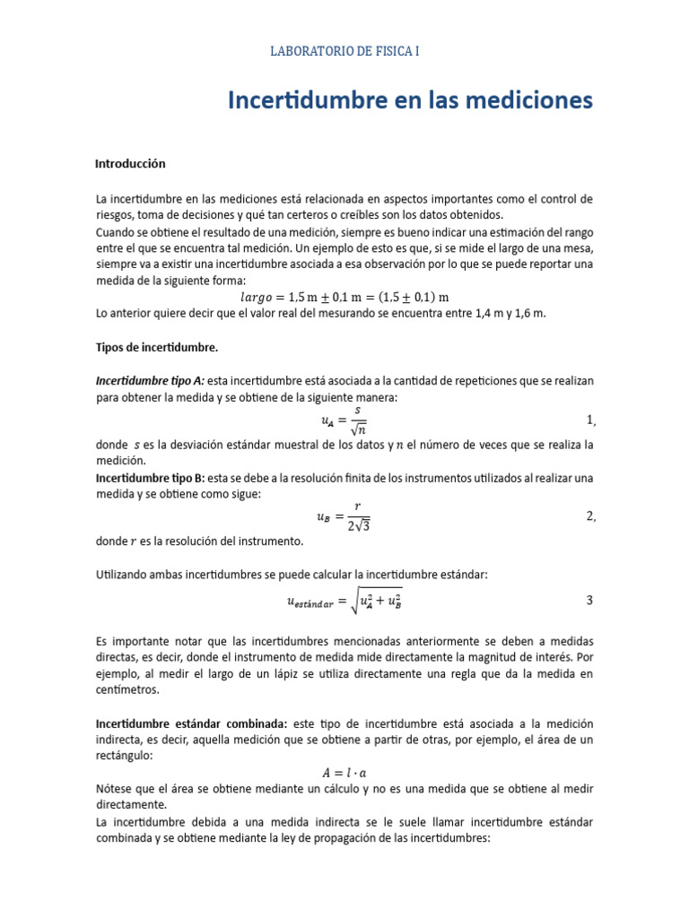 Incertidumbre en Mediciones de Física | PDF | Incertidumbre | Medición