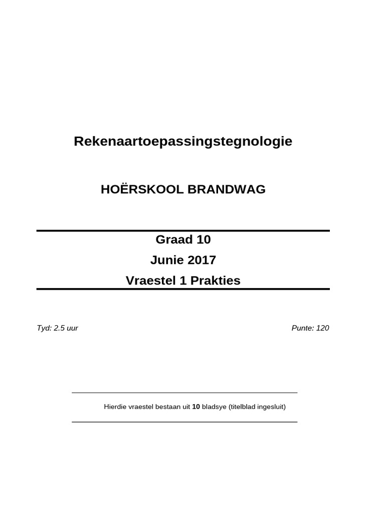 RTT-Gr10-PraktieseVraestel-Junie2017 | PDF