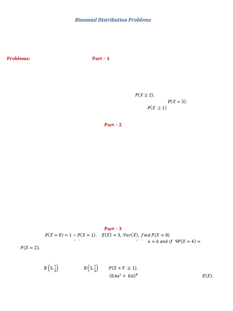 Binomial Distribution Problems | PDF | Probability Distribution | Variance