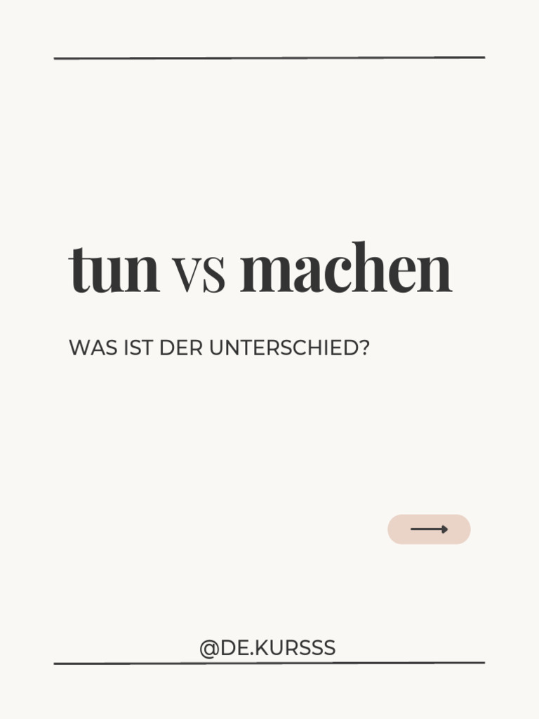 Tun Vs Machen PDF | PDF