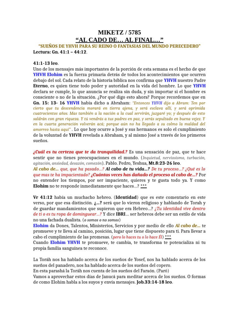 Miketz 5785 | PDF | Abrahán | Shabat