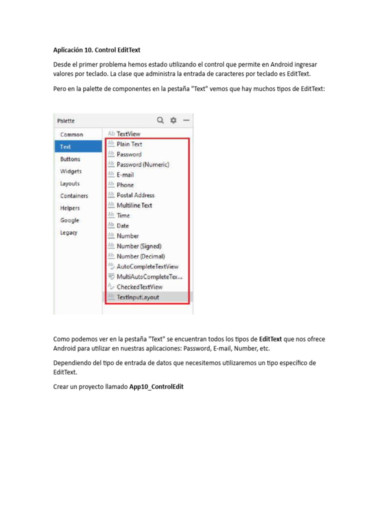 Control de EditText en Android | PDF | Android (sistema operativo ...
