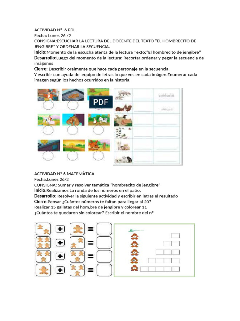 Actividades de "El Hombrecito de Jengibre" | PDF
