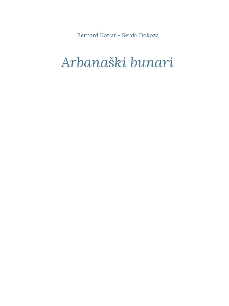 Arbanaski Bunari Knjiga 1 | PDF