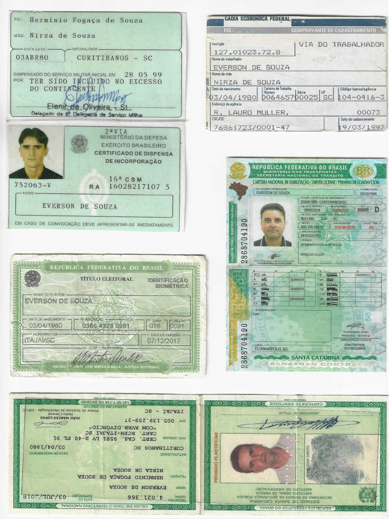 RG, CPF, CNH, Titulo de Eleitor, Certificado Exercito | PDF