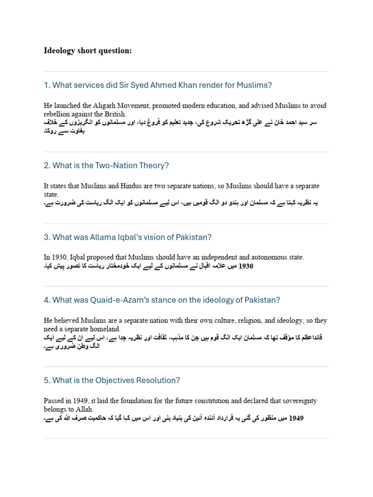 Ideology Shorts Questions | PDF