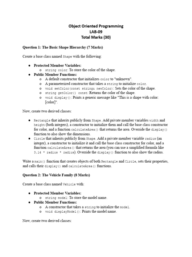 Object Oriented Programmingdocx Pdf Constructor Object Oriented Programming Programming