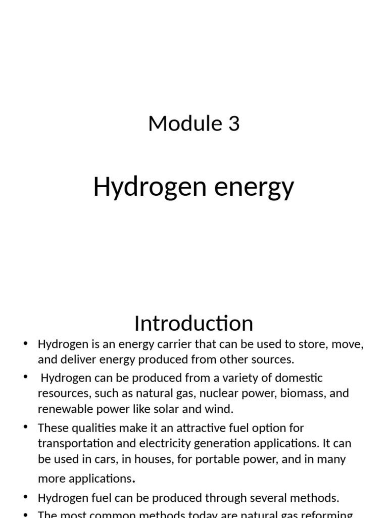 Res Module 3 Class 1 - Hydrogen and Property | PDF | Hydrogen Economy | Hydrogen