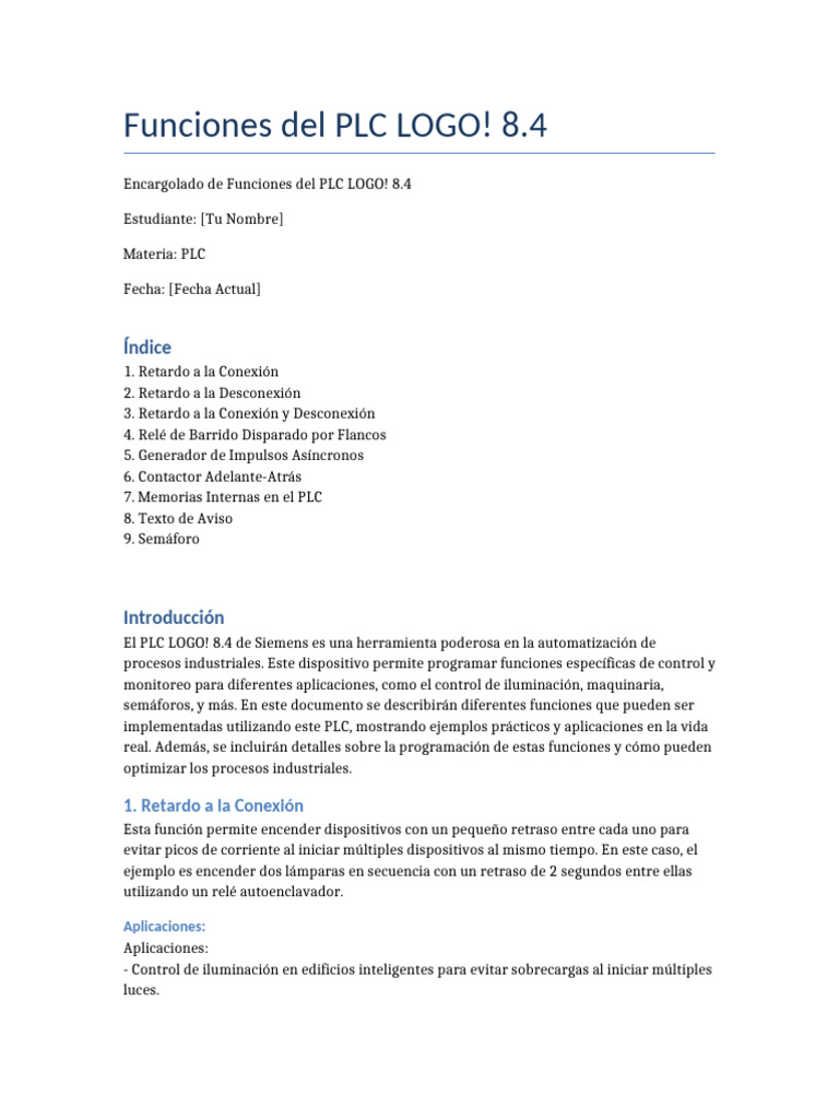Funciones PLCLogo8 4 | PDF | Controlador lógico programable | Semáforo