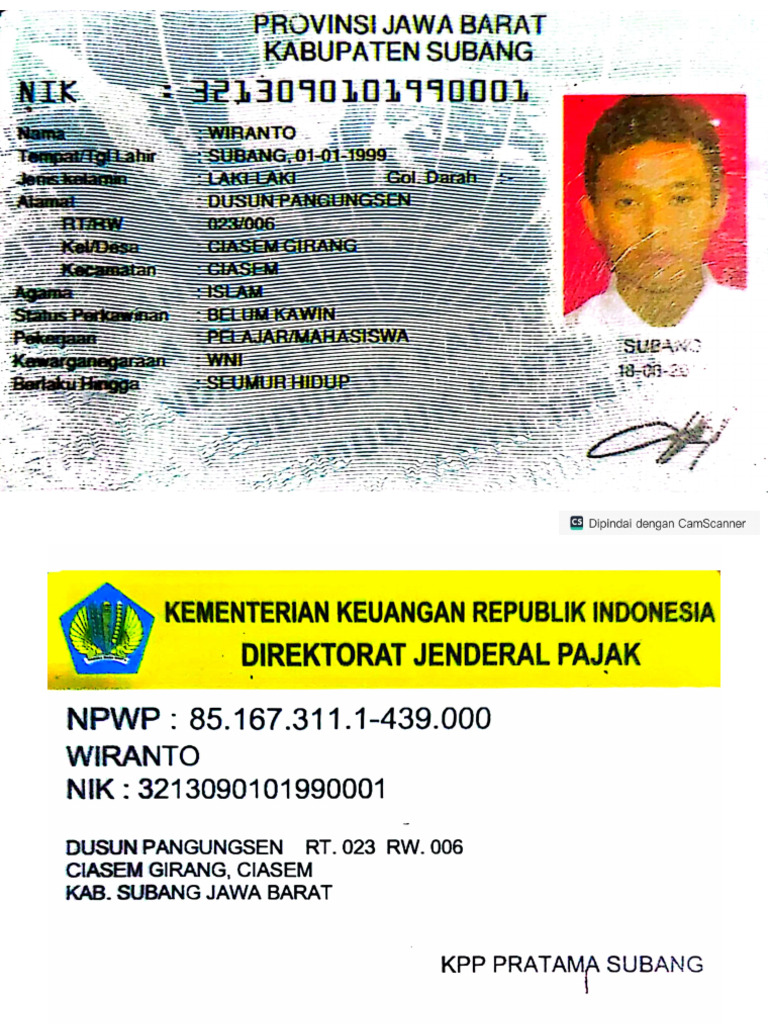 KTP, NPWP Pribadi, NPWP Perusahaan. | PDF