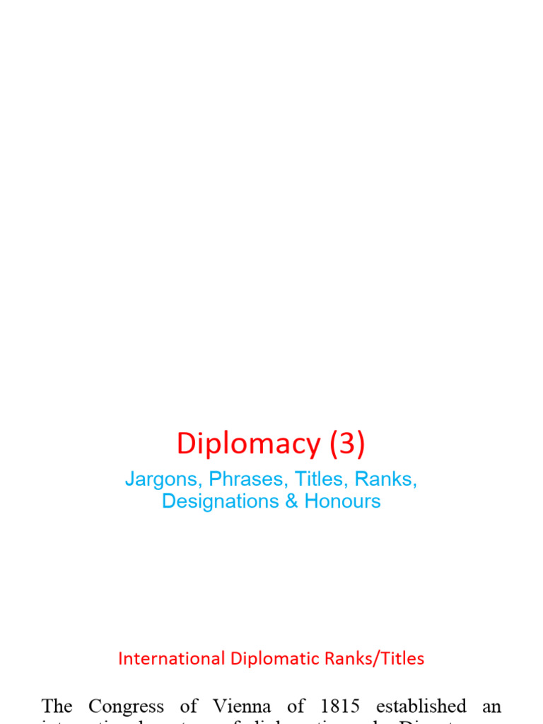 Diplomacy Final | PDF | Diplomatic Rank | Consul (Representative)