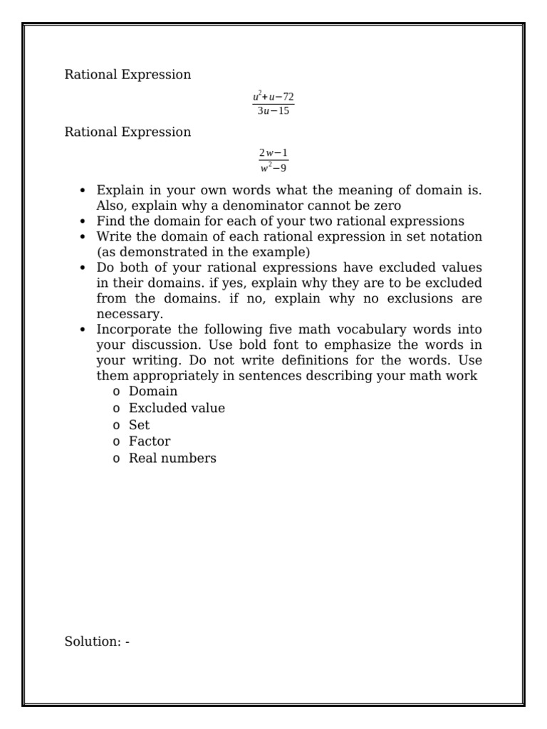 Algebra Discussion Rational Expression | PDF | Function (Mathematics ...