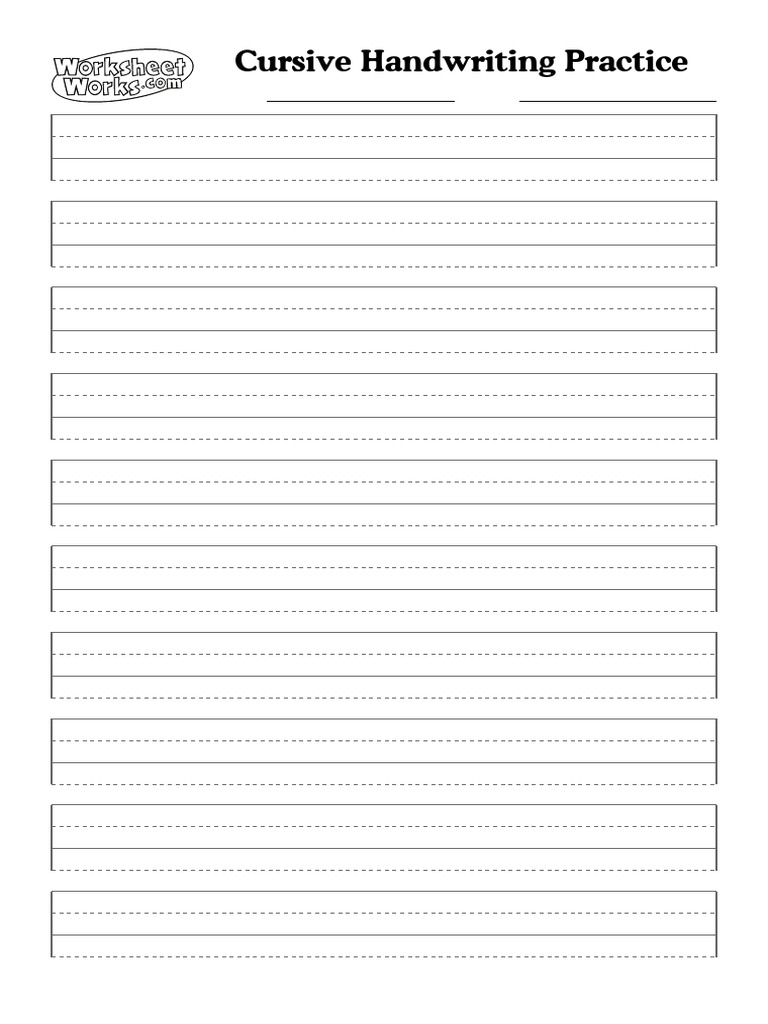 WorksheetWorks Cursive Handwriting Practice 1 | PDF