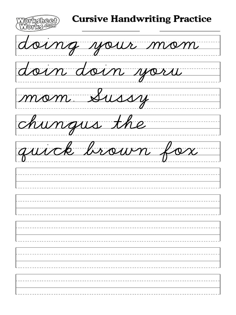 WorksheetWorks Cursive Handwriting Practice 2 | PDF