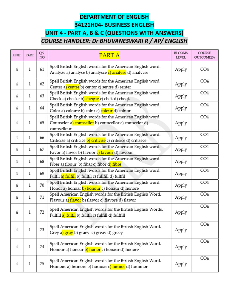 Unit 4 QB Ans Business English | PDF | Mahatma Gandhi | Noise