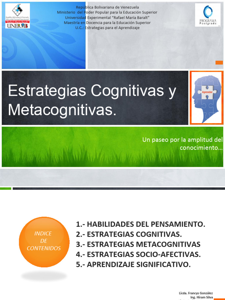 Estrategias Cognitivas y Metacognitivas | PDF | Metacognición | Aprendizaje