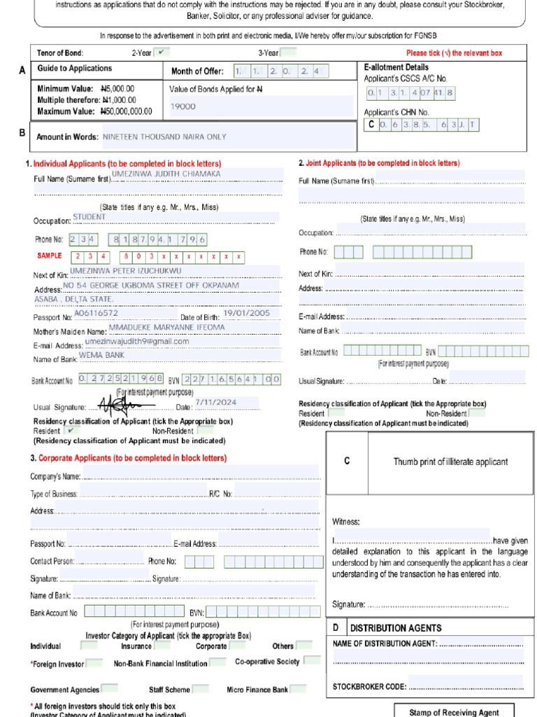 FG Bond Application | PDF