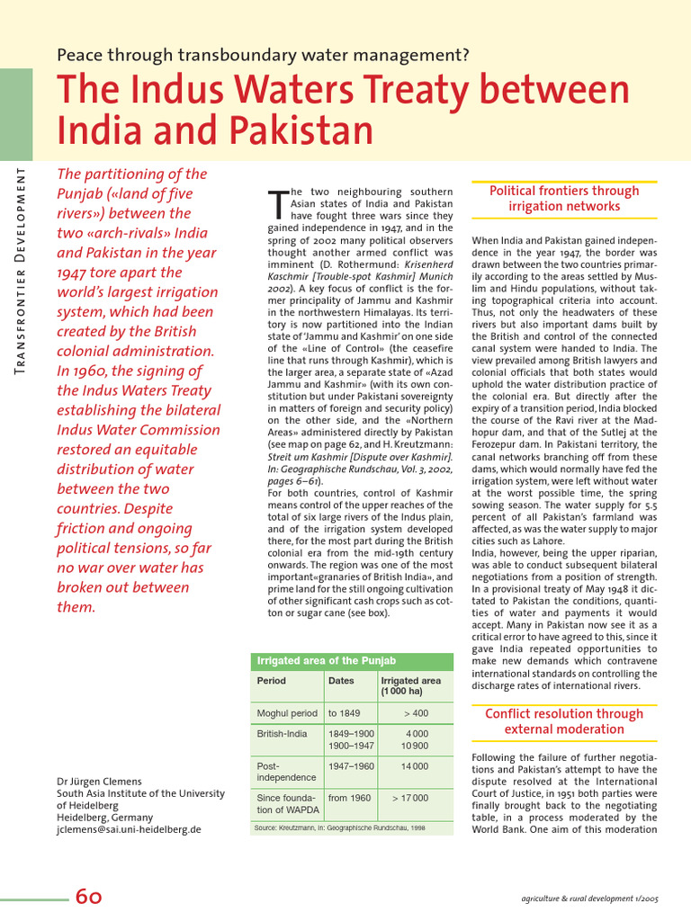 ELR The Indus Waters Treaty Between 0105 | PDF | Indus River | Earth ...