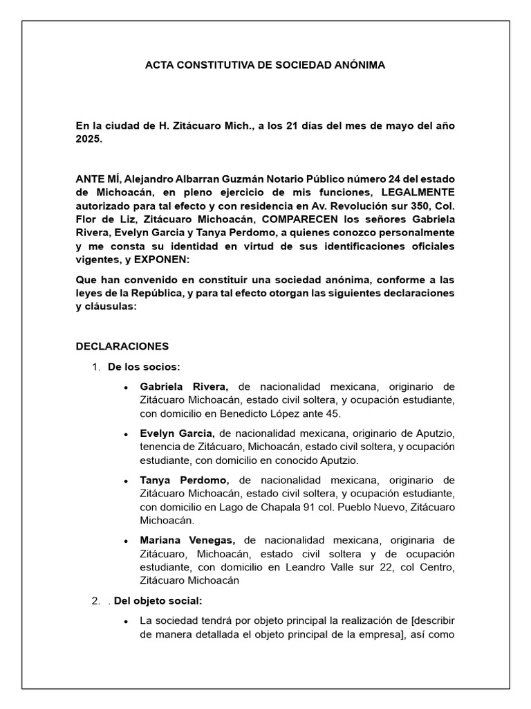 Acta Constitutiva 1 | PDF | México