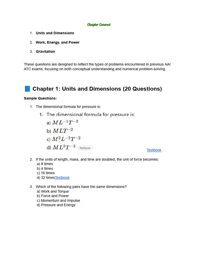 Personalized Set of 20 Multiple-Choice Questions For Aai Atc Physics ...