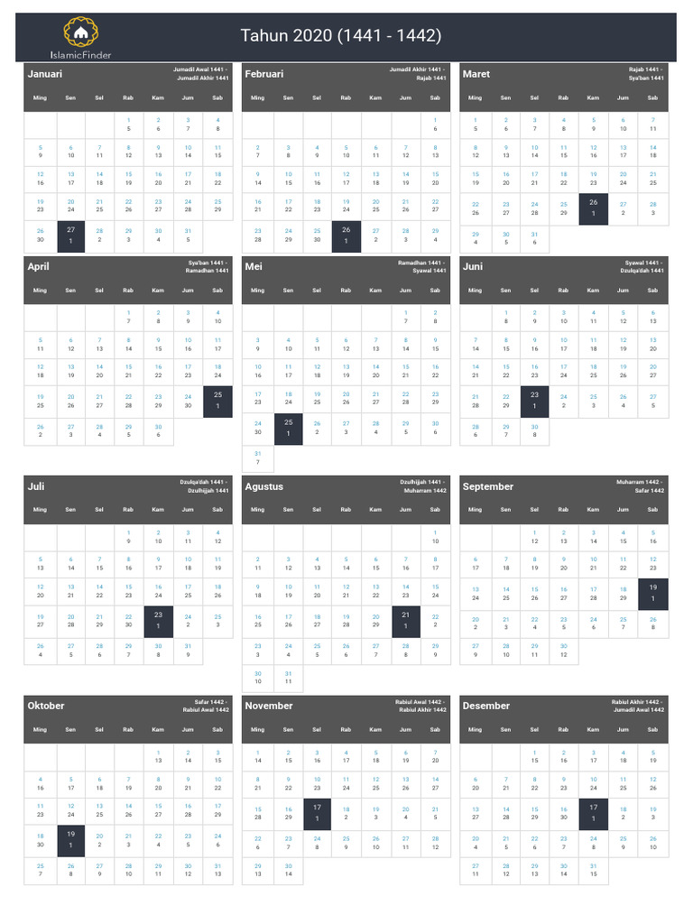 Monthly Islamic Calendar | PDF