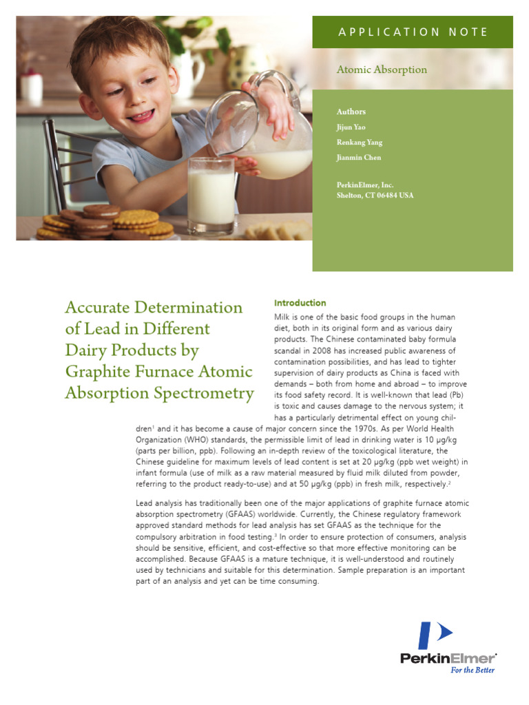 PKI-AN-2011-009829A01 Lead in Milk by GFAA | PDF | Atomic Absorption ...
