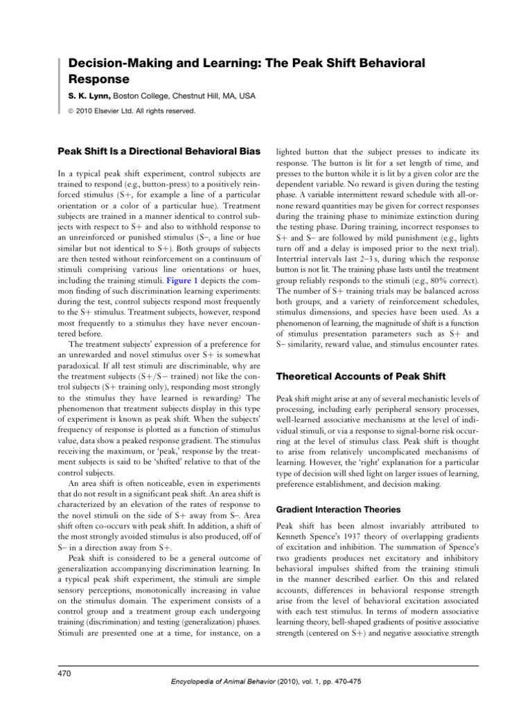 2 Decision-Making and Learning The Peak Shift Behavioral | PDF | Perception | Stimulus (Physiology)