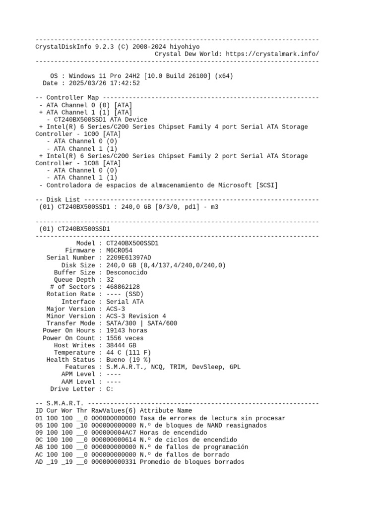 CrystalDiskInfo 20250326174250 | PDF | Computer Data | Computing