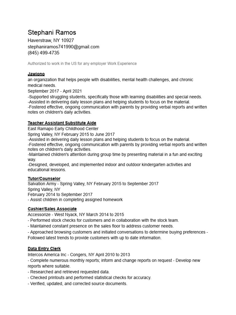 Stephani Ramos Resume 2025-2 | PDF | Learning