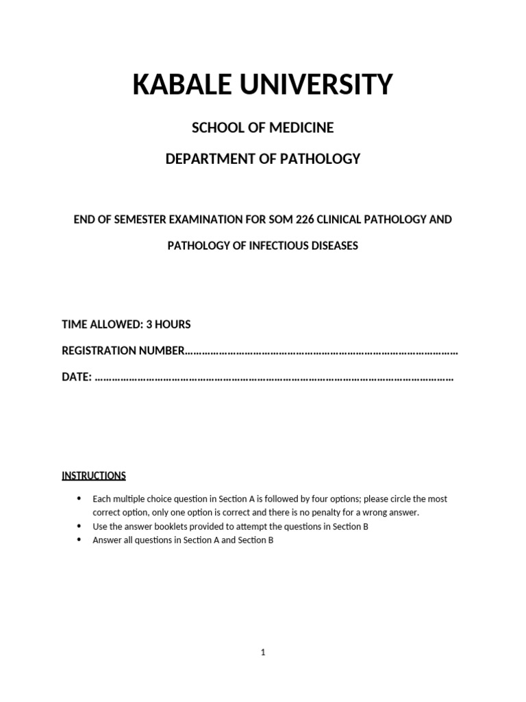 Clinical Patho End of Sem 2 2022 Jan | PDF | Infection | Diseases And ...