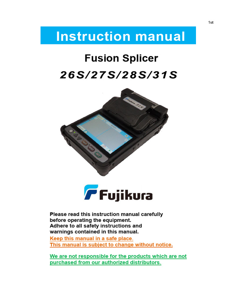 Instruction Manual: Fusion Splicer | PDF | Optical Fiber | Alternating ...