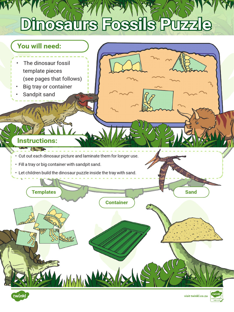 Dinosaur Fossil Puzzles Fun Educational Game | PDF