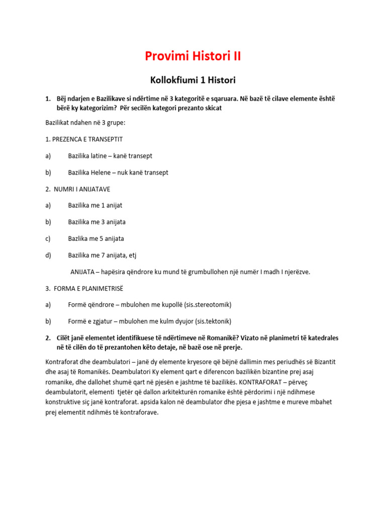 Provimi Histori II | PDF