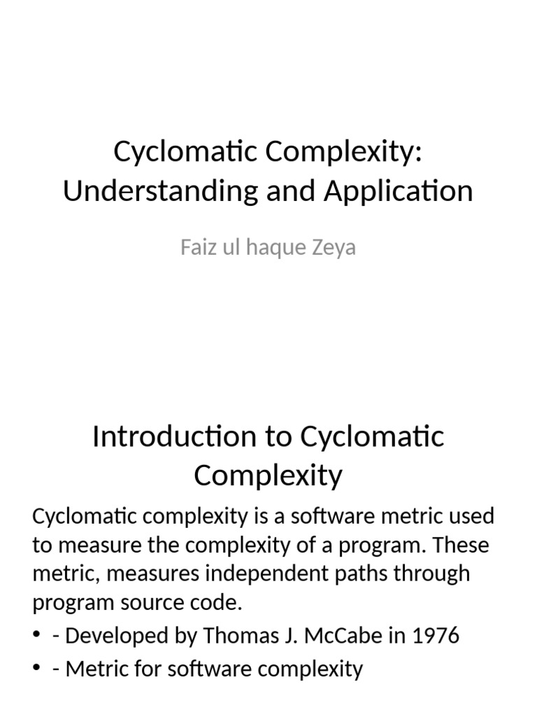 Cyclomatic Complexity Presentationv2 16062024 063856am | PDF