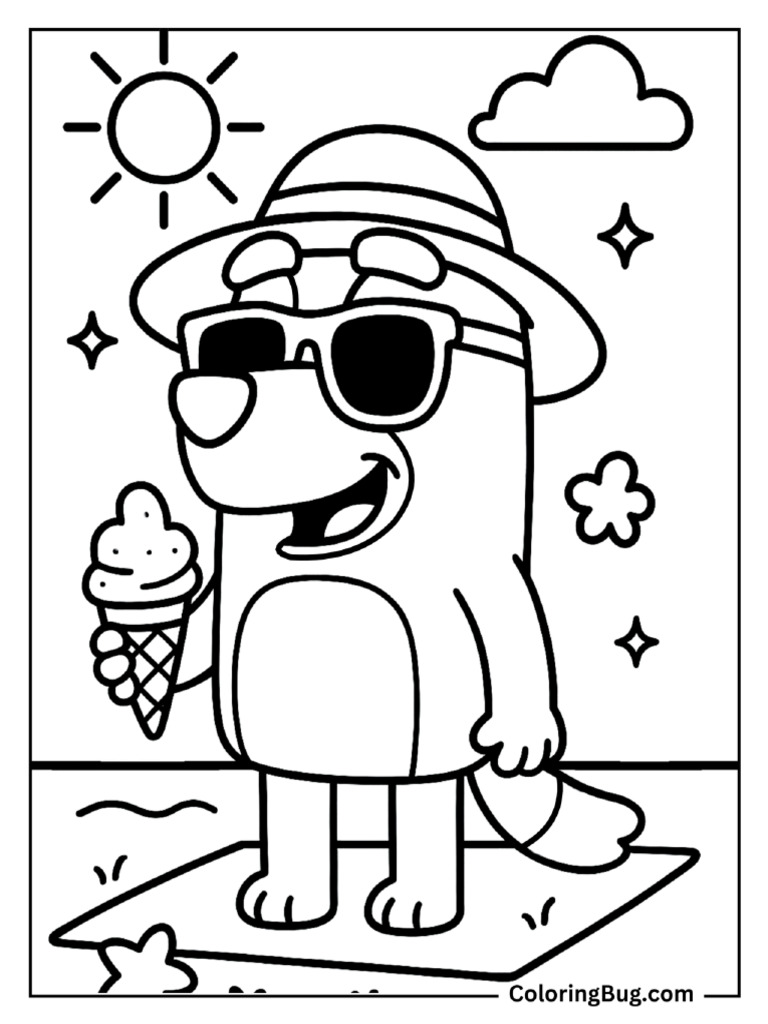 Bluey Enjoying A Sunny Day Coloring Page | PDF