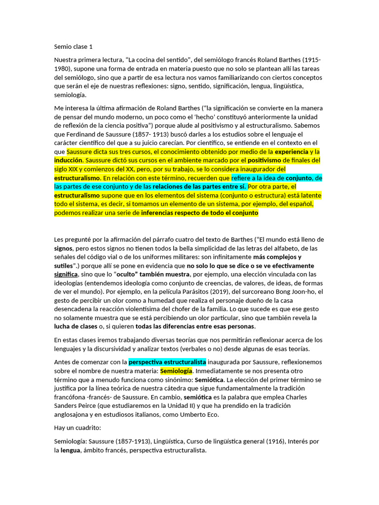Semio Clase 1 | PDF | Semiótica | Lingüística