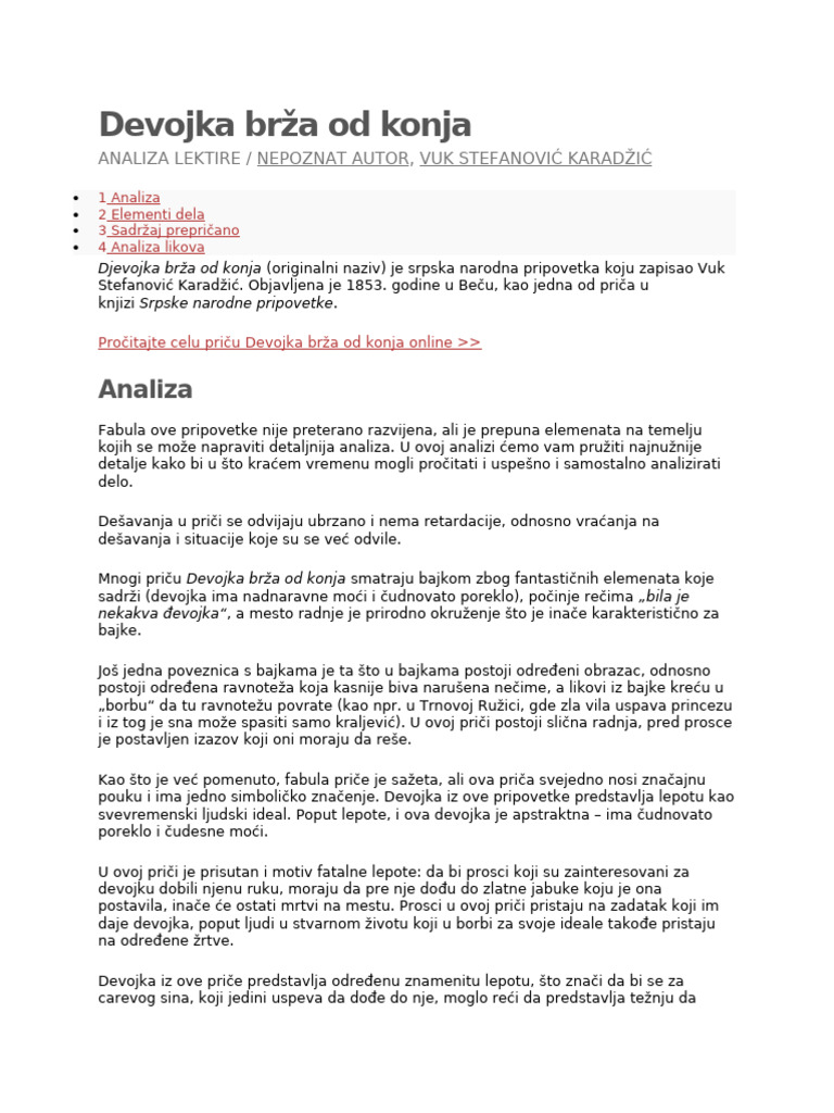 Devojka Brža Od Konja | PDF