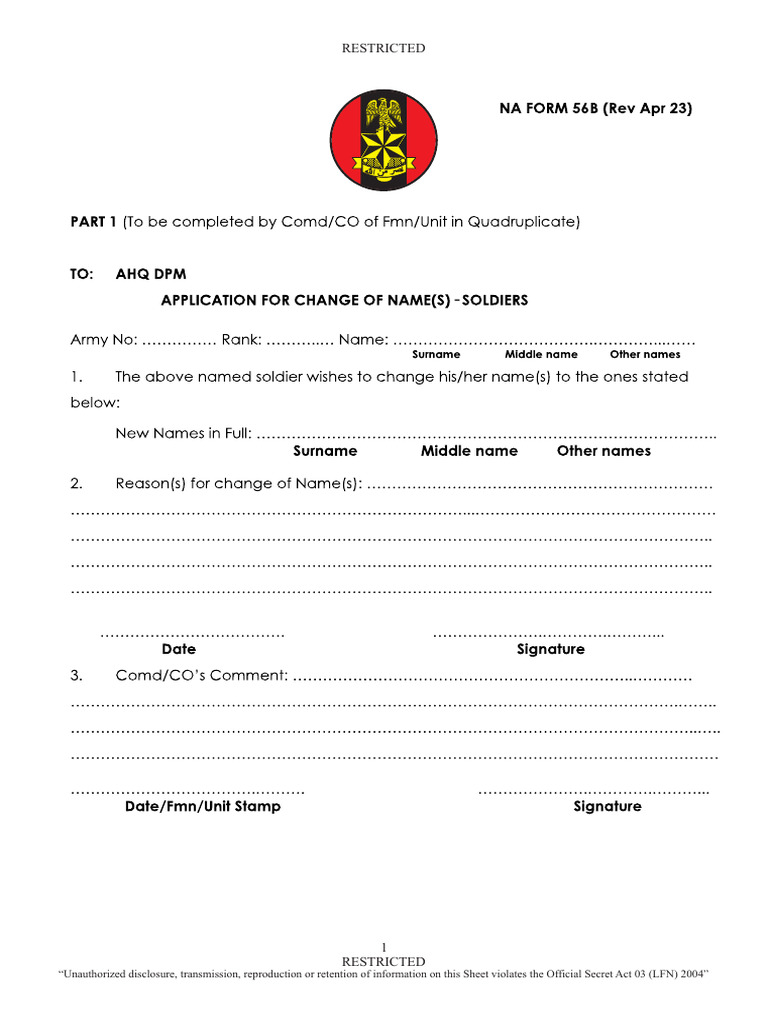 Dup(02)Na Form 56b Sldrs Change of Names | PDF