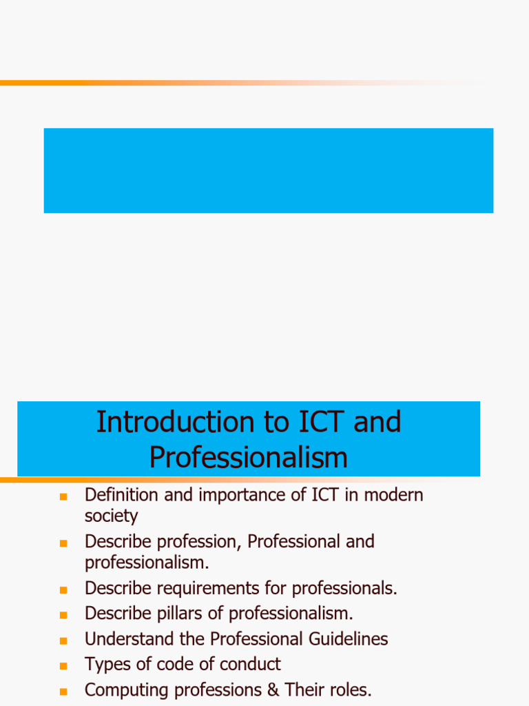 Lecture 2-Introduction To ICT and Professionalism | PDF | Computer ...