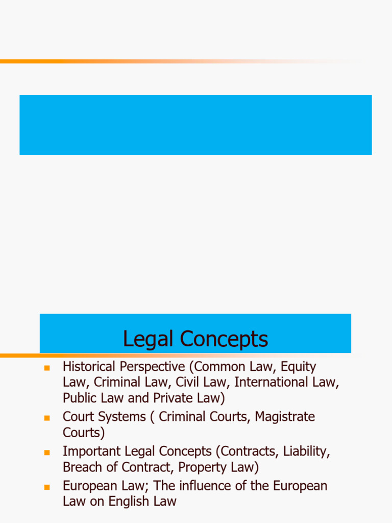 Lecture 1-Legal Concepts | PDF | Common Law | Equity (Law)