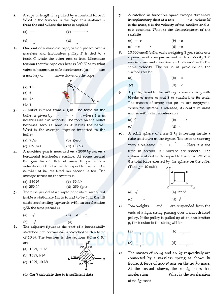 Physics Problems on Tension and Forces | PDF | Tension (Physics) | Force