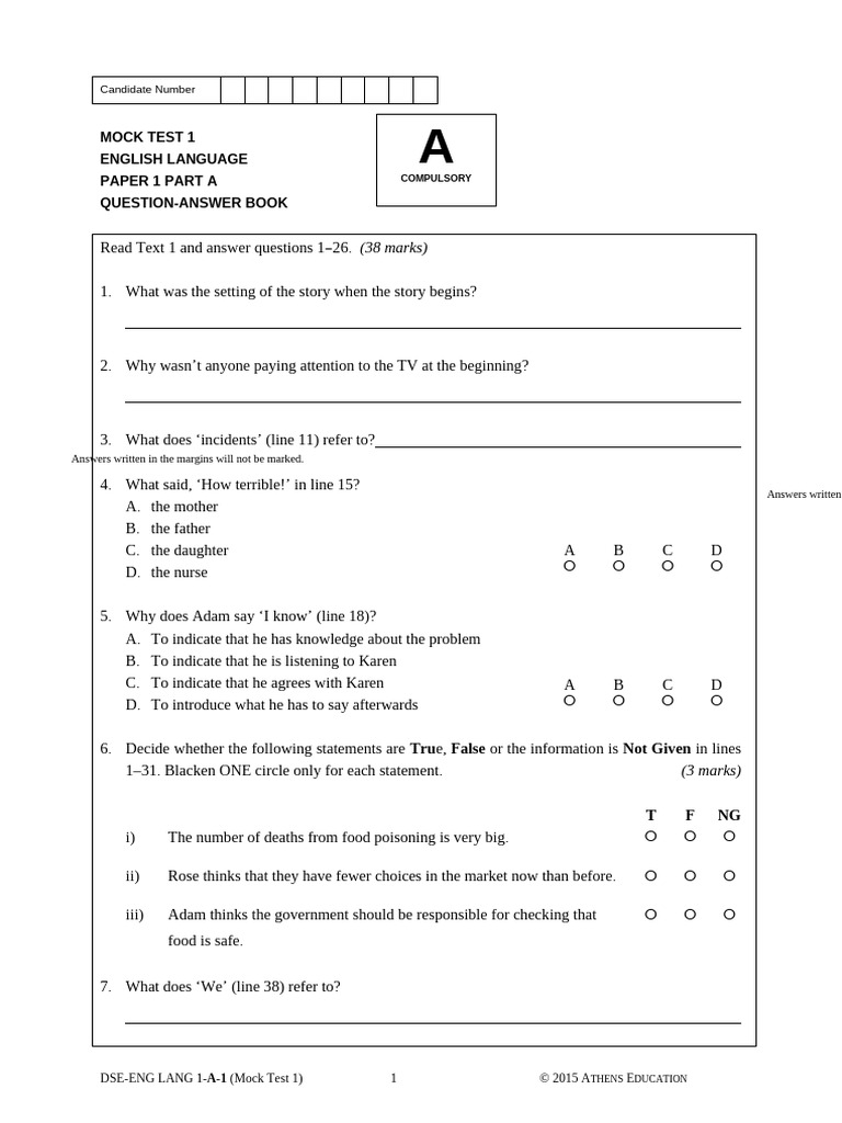 English Language Mock Test 1 | PDF | Singapore | World Politics