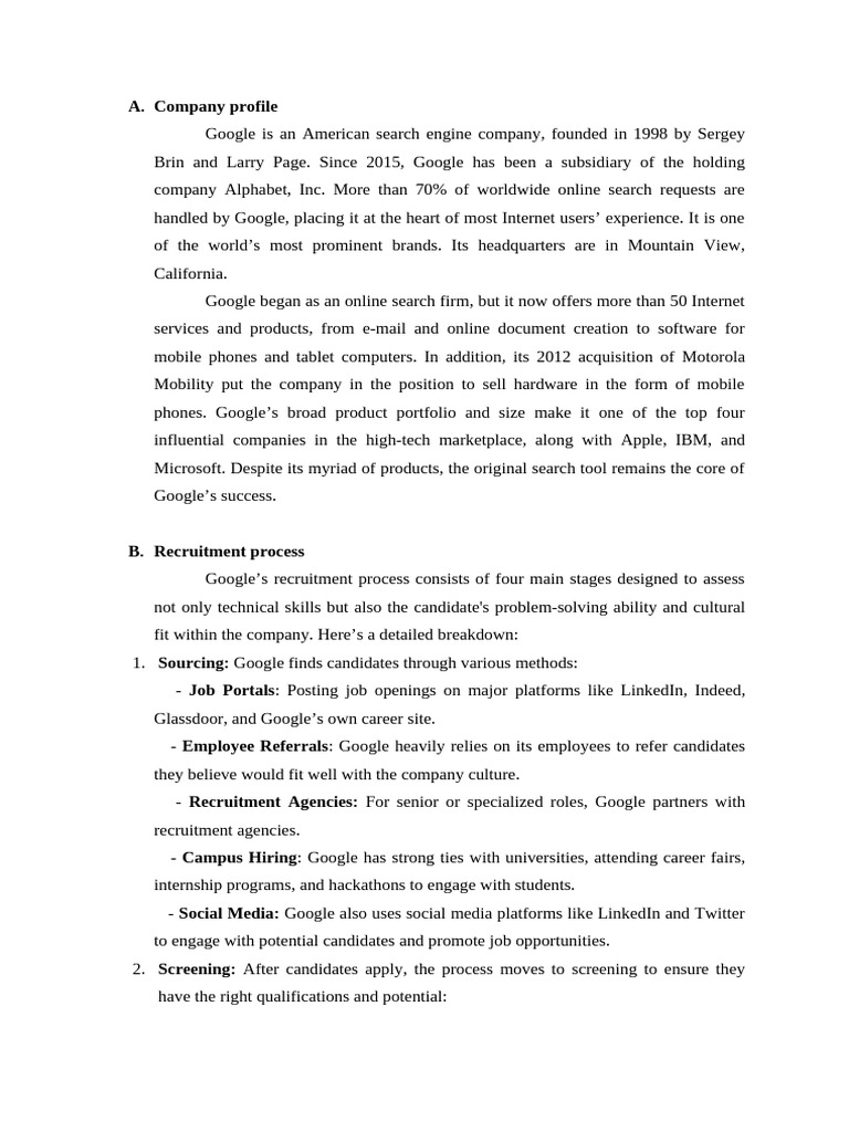 Google Recruitment Process Overview | PDF | Recruitment | Computing