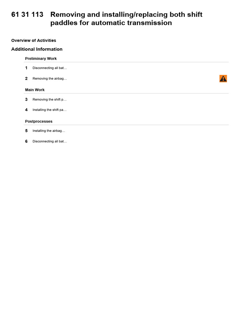 Removing and Installingreplacing Both Shift Paddles For Automatic ...