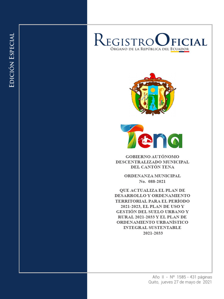 Pdot Pugs y Pouis Gadm Tena Mayo 2021 | PDF | Urbanismo | Planificación ...