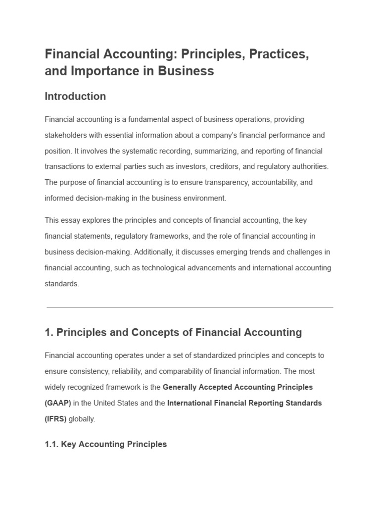 Financial Accounting Principles and Practices | PDF | Financial ...